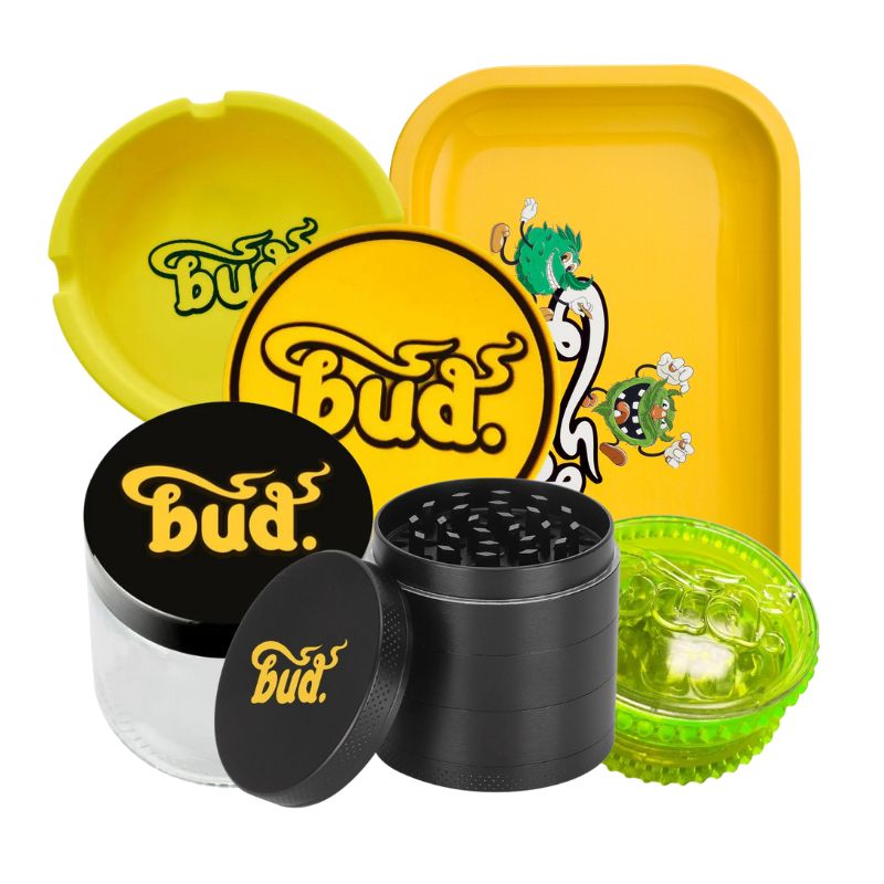 Bud Smoking Accessory Bundle - Yellow – Glass Bongs Australia