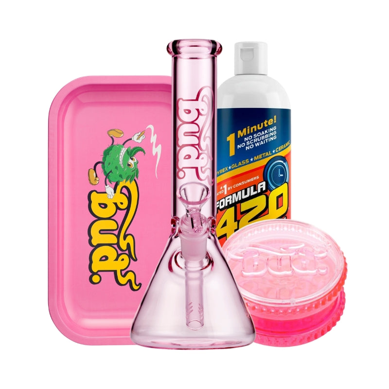 Bud Beaker Bong Starter Bundle - Pink – Glass Bongs Australia