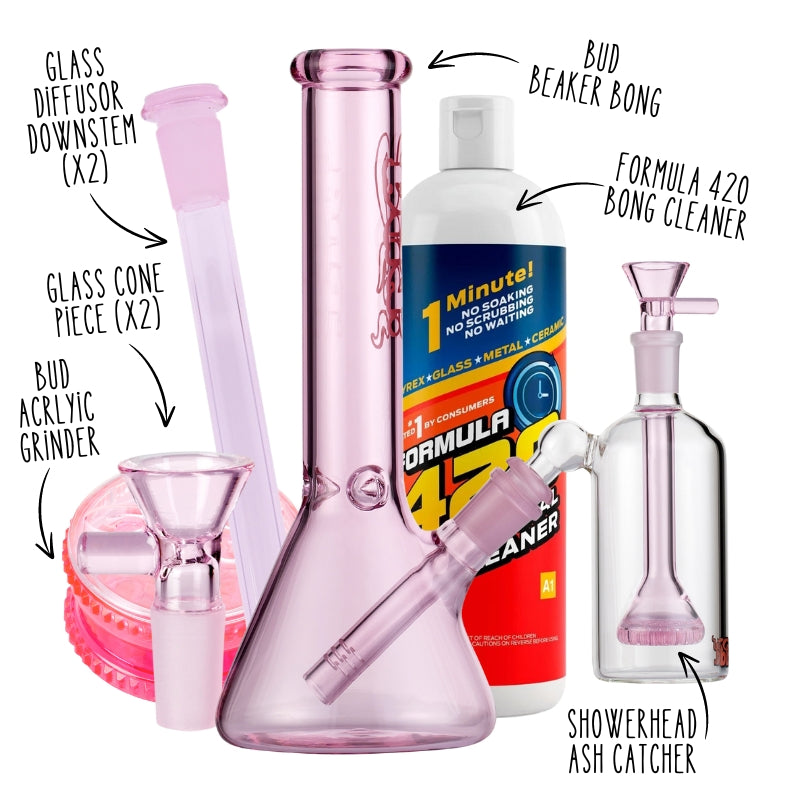 Pink Bud Beaker Bong Bundle - Large – Glass Bongs Australia