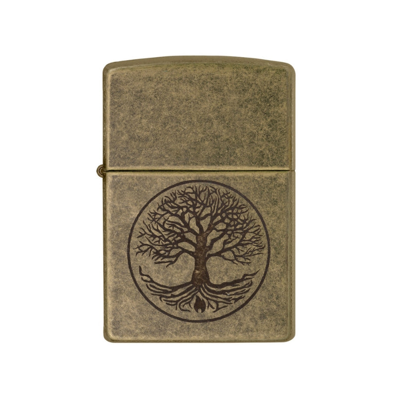 Zippo Tree Of Life Antique Brass Lighter – Glass Bongs Australia
