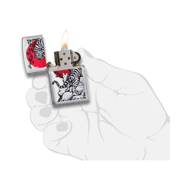 Zippo Brushed Chrome Tiger Sun Lighter – Glass Bongs Australia
