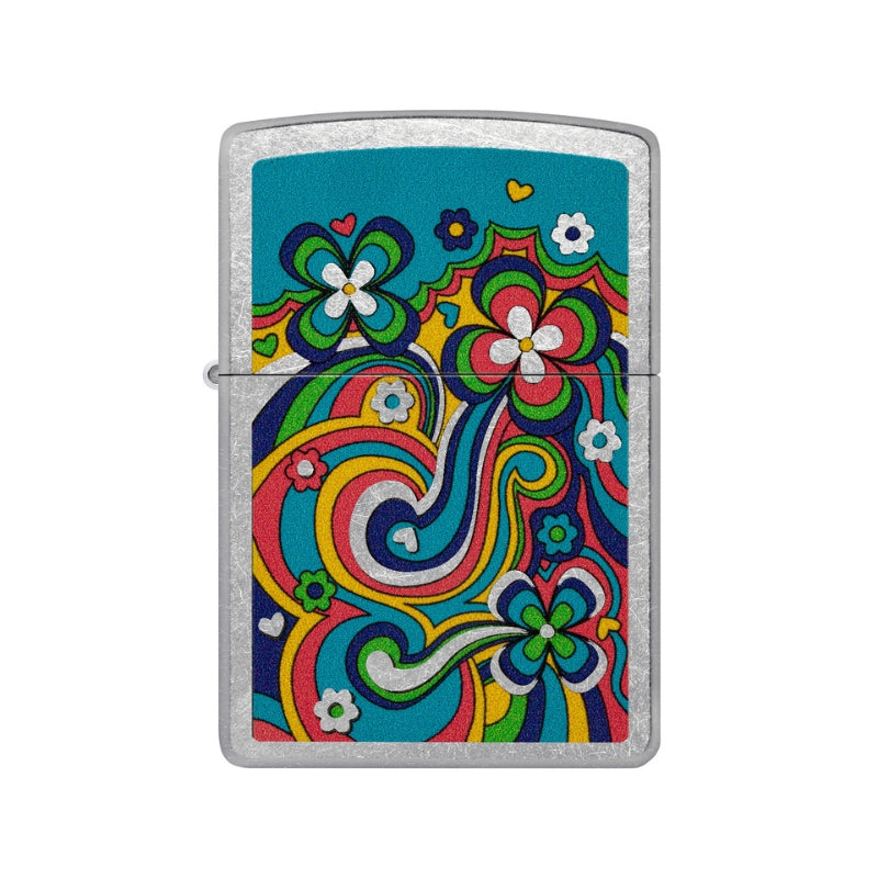 Zippo Flower Power Street Chrome Lighter – Glass Bongs Australia
