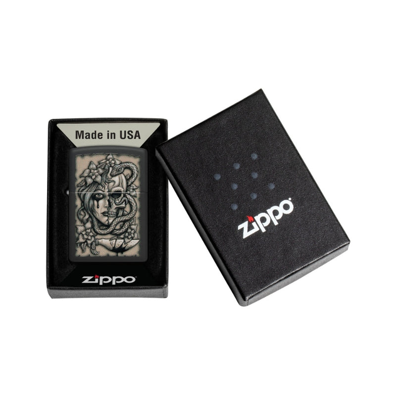Zippo Gory Tattoo Black Matte Lighter – Glass Bongs Australia